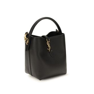Saint Laurent Womens Black Calf Leather Bos Taurus Backet Bag