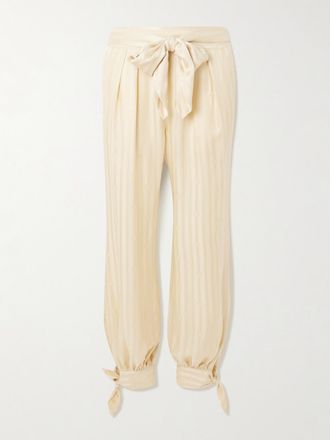 Zimmermann Pantalon Droit En Jacquard De Soie &Agrave; Liens Luna - Cr&egrave;me