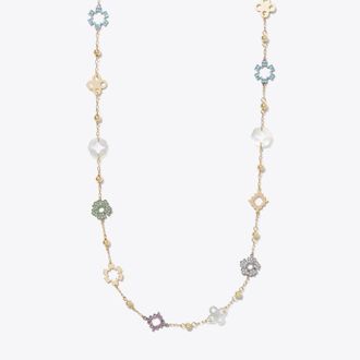 Tory Burch Damen Long Forget Me Not Pav&eacute; Necklace