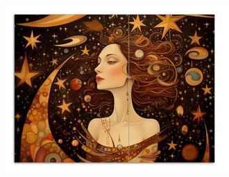 Wallario Herdabdeckplatte/Spritzschutz aus Glas, 2-teilig, 70x52cm mit 13 mm hohen Füßen, für Ceran- und Induktionsherde, Kosmische Eleganz