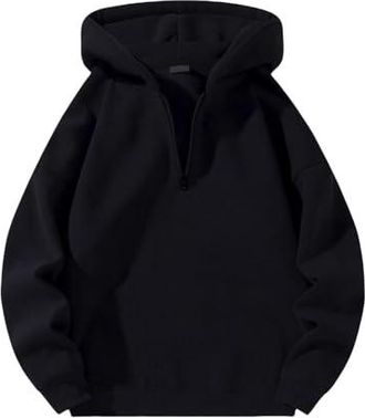 Generic Sweat &agrave; capuche zipp&eacute; pour homme - Coupe droite - Manches longues - Confortable - Pull en polaire doux - Pull dhiver - Pull de transition - Hauts d&eacute;co