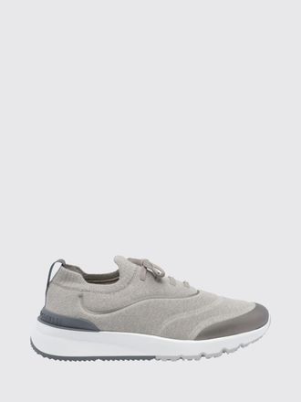 Brunello Cucinelli Baskets basses en maille de coton m&eacute;lang&eacute; avec cheville &eacute;lastiqu&eacute;e