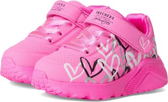 Skechers Jungen Mädchen UNO Lite Love Levitate Sneaker, Hot Pink Synthetic/Multi Trim, 26 EU