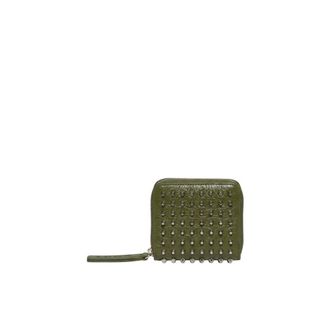 John Richmond Portefeuille compact zipp&eacute; avec clous m&eacute;talliques - Femme - Accessoires - Vert - Taille: ONE Size