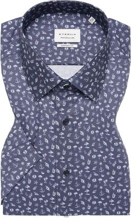 Eterna B&uuml;gelfreies Kurzarmhemd mit Beach-Motiven in