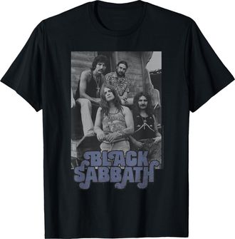 Black Sabbath Offizielles Schwarz-Weiß-Band-Foto T-Shirt
