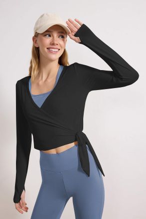 Trendyol Lang-Bolerobluse f&uuml;r Damen, einfarbig - Schwarz