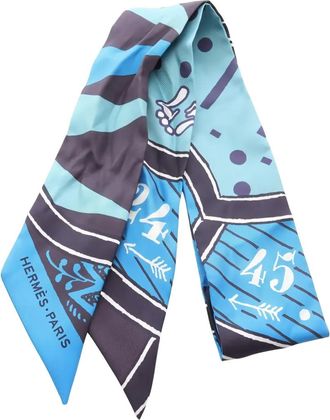 Hermès foulard ruban Jeu De Soie Uniforme (années 2000) - Bleu