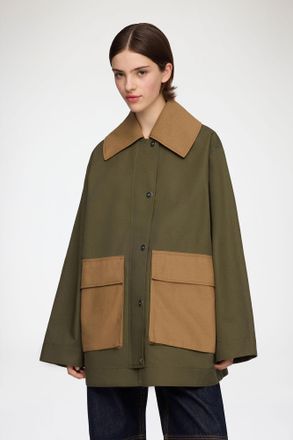 Ganni gr&uuml;n Jacke aus gr&uuml;nem Canvas Bio-Baumwolle - Gr&ouml;&szlig;e XXS/XS