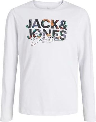 Jack & Jones Jjgeplas T-Shirt à Manches Longues pour Homme avec Logo Jjgeplas, Blanc., 12 Ans