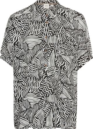 Camel Active Damen Schlupfbluse mit Allover Print Schwarz, Womenswear-XXL