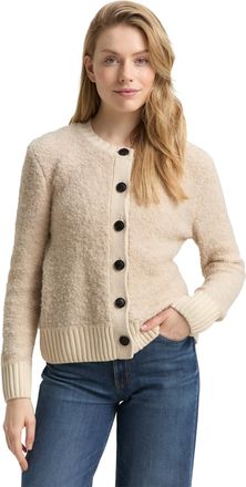 Tom Tailor Damen 1049149 Boucl&eacute; Cardigan mit Wollanteil, 36844-sand Stone beige Melange, S