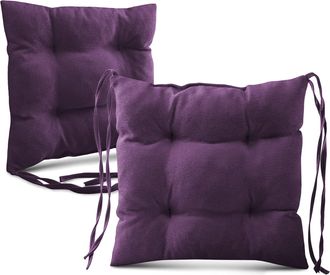 MG Design 2er-Set Stuhlkissen 40x40 cm violett - Stuhlkissen mit Bändern, Steppkissen, Bodenkissen - Sitzkissen für Gartenstuhl, für Indoor und Outdoor, Outdoor