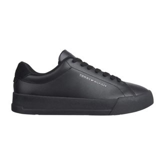 Tommy Hilfiger Homme, Chaussures, Noir, Taille: 41 EU Baskets Court à Logo Grain de Cuir