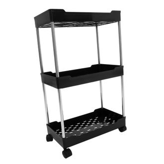 Cabilock 3-stufiger Rollwagen Aus Metall Mit Breiten Ablagen Und R&auml;dern F&uuml;r K&uuml;che Bad Zum Platzsparenden Verstauen