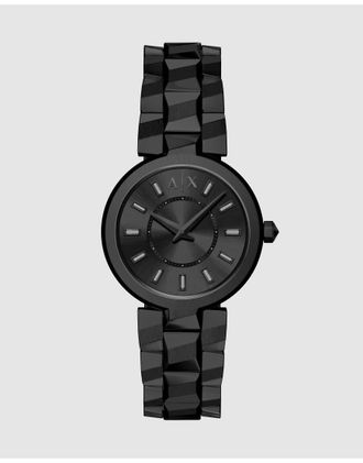 A|X Armani Exchange Audora Zweizeigeruhr aus schwarzem Edelstahl in Schwarz