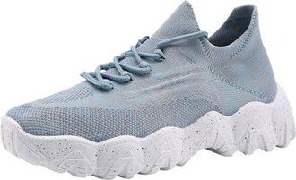 Generic Tablier de Travail Long Antidérapant avec Semelle Épais Talon Incliné Fly Tissu Mesh Chaussures Hauteur Croissante Chaussures Chaussures Hiver Noir, b