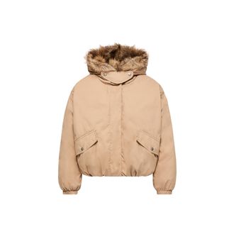 Moncler Moncler Doudoune Courte &Agrave; Capuche Cheveche, Femme, Beige, Taille: 0