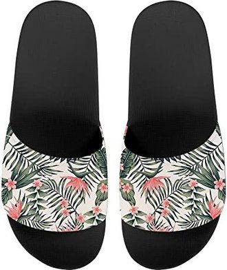 CHAQLIN Pantoufles dété pour femme - Bout ouvert - Sandales de bain, Motif floral tropical., 42 EU