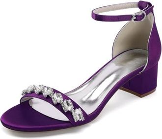 Generic Femme &Eacute;t&eacute; Chunky Heels Mari&eacute;e Talons Bas Sandales Confortable Bout Ouvert Mode Chaussures Mariage 4.5Cm,Dark Purple,43 EU