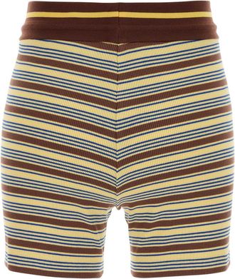 Fendi Striped Stretch Cotton Shorts - Brown