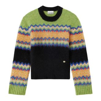 Ganni Brushed Alpaca Fairisle Pullover - - Knitwear - Damen - Mehrfarbig - M