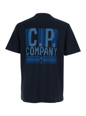 C.P. Company Mens T-Shirt Round Neck Blue Cotton T-Shirts And Polos