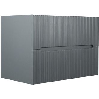 Vente-Unique Vente-Unique - Meuble sous vasque suspendu 80 cm - Fa&ccedil;ade stri&eacute;e en MDF gris - 2 tiroirs coulissants soft close - Montage &agrave; suspendre