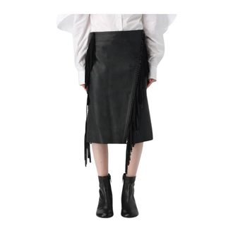 Stella McCartney Leder Fransen Midi-Rock - - Skirts - Damen - Schwarzk - L