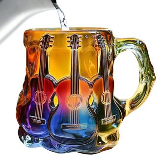 Generico Gitarrentasse - Kaffeetasse in Gitarrenform | Bemaltes Musikalisches Design | Thermo-Kaffeetasse mit Gitarren für Reisen Musiker, Gitarristen und Samm