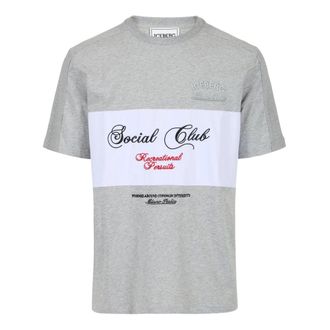 Iceberg Homme, Tops, Gris, Taille: L T-shirt &agrave; Manches Courtes avec Bande en Popeline