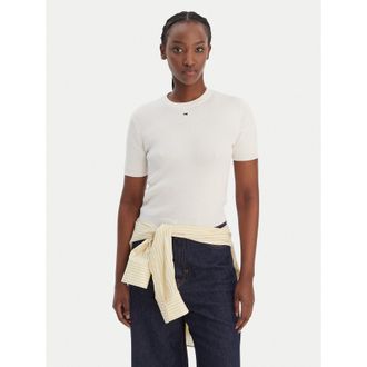 Tommy Jeans T-Shirt Essential DW0DW19336 Creme Regular Fit