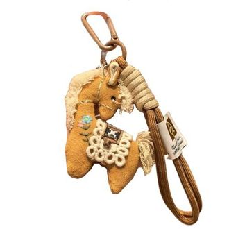 Generic Porte-cl&eacute;s avec pendentif cheval en peluche pour sac &agrave; dos, design mignon en peluche pendentif porte-cl&eacute;s &agrave; suspendre, jaune, taille unique