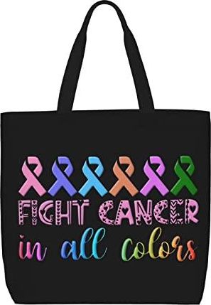 Generic Sac Fourre-Tout Luttez Contre Le Cancer En Toutes Couleurs : Rubans De Sensibilisation &Agrave; La Lutte Contre Le Cancer Sac Cabas R&eacute;utilisable Lavables Sac