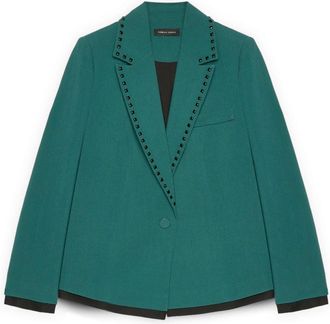 Fiorella Rubino Femme, Vestes, Bleu, Taille: 44 FR Blazer avec clous sur les revers