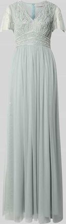 Christian Berg Cocktail Abendkleid mit floralem Ziersteinbesatz