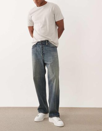 Jack & Jones Alex - Weite Jeans in mittelblauer Waschung