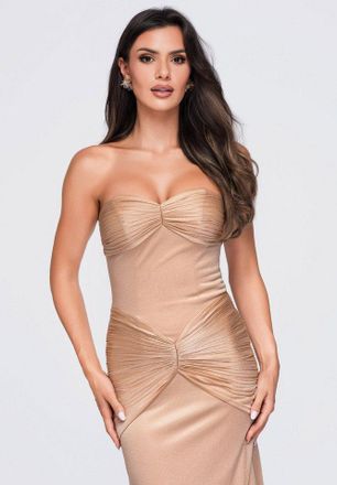 Ombre Abendkleid Damen Abendkleid Maxi mit schmalem Oberteil Beige M (kein Set, 1-tlg)