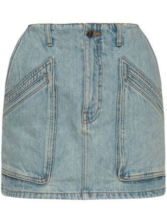 Amiri jupe en jean &agrave; poches cargo - Bleu