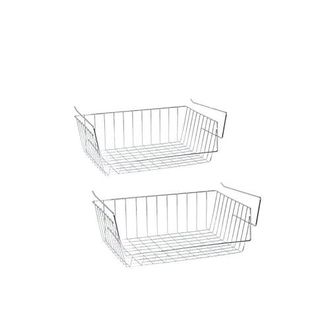 MSV Set mit 2 Unterregal-Aufbewahrungsk&ouml;rben, 40 x 27 x 14 cm, Chromstahl