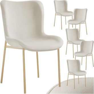 TecTake Lot de 6 Chaises Ergonomiques Design Scandinave - Confortables, Aspect Velours, Pieds en M&eacute;tal Dor&eacute; - Pour Salle &agrave; Manger, Salon, Chambre, Coiffeuse, 