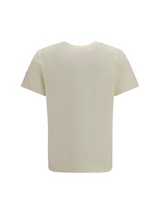 Moncler Womens Cotton T-Shirt With A Tone On Embroidered Logo White T-Shirts And Polos