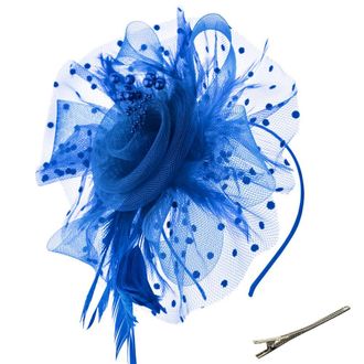 Dreshow Fascinator H&uuml;te f&uuml;r Damen Pillbox Hut mit Schleier Stirnband und Einer Gegabelten Clip Tea Party Kopfbedeckung