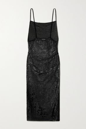 Bode Crescendo Rückenfreies Midikleid Aus Mesh Mit Pailletten - Schwarz