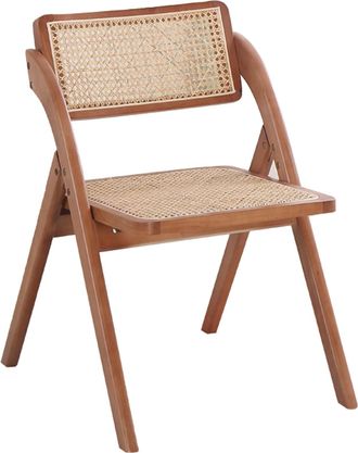 Generic Klapphocker Faltbar 120 Kg Sitzhocker Massivholzrahmen Sitzfl&auml;che und R&uuml;ckenlehne Aus Korbgeflecht Hocker Klappbar f&uuml;r K&uuml;che, Balkon und B&uuml;ro(Pinks)