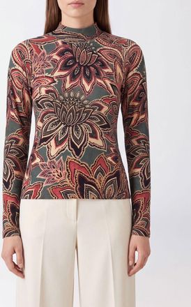 Farm Rio Schmal geschnittener Woll-Rollkragenpullover mit Ethno-Muster und langen &Auml;rmeln