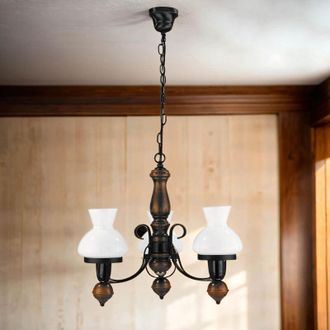 Rabalux Rabalux - Lustre ø 50 cm E27 Blanc Marron Verre Métal Rustique Lustre - Noir, marron, blanc