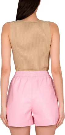 Nanushka Ribbed V-Neck Top - Beige