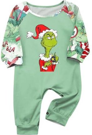 Generic Le Grinch Pyjama Noel Famille De Grinch Ensembles Bebe Pull Costume Femme Chaud Et Doux Ensemble The Assorti Hiver Deguisement Garcon Vetement Adulte 