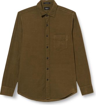 Replay Herren Hemd Langarm aus Baumwollmix, Dark Olive 928 (Grün), XXL